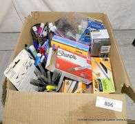 BOX: ASSORTED OFFICE SUPPLIES, PENS, MARKERS, POST-IT, ETC - Bentley ...