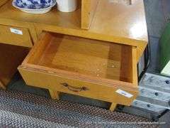 BLONDE ASH SMALL WORK TABLE W/ SINGLE DRAWER - Bentley & Associates, LLC