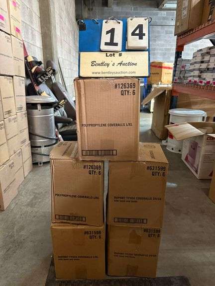 STACK: BOXES OF DUPONT TYVEK COVERALLS, L/XL (5X MONEY) - Bentley ...