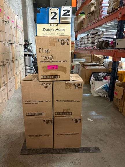 STACK: BOXES OF DUPONT TYVEK COVERALLS, L/XL (5X MONEY) - Bentley ...