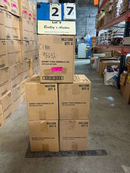 STACK: BOXES OF DUPONT TYVEK COVERALLS, L/XL (5X MONEY) - Bentley ...