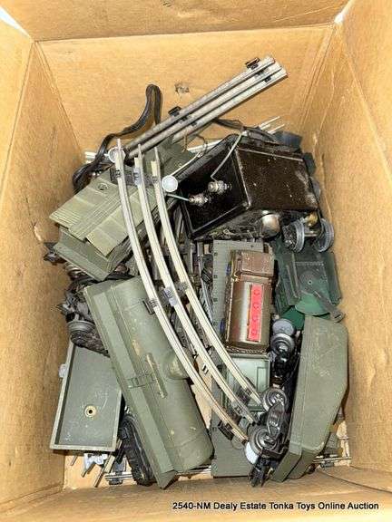 BOX: LOUIS MARX & CO. INC. TRAIN CARS, TRACK AND 1209 TOY TRANSFORMER ...