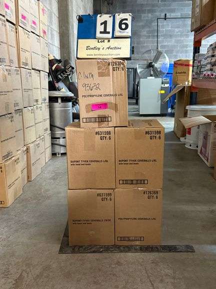 STACK: BOXES OF DUPONT TYVEK COVERALLS, L/XL (5X MONEY) - Bentley ...