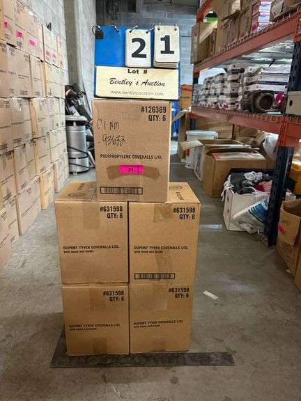 STACK: BOXES OF DUPONT TYVEK COVERALLS, L/XL (5X MONEY) - Bentley ...