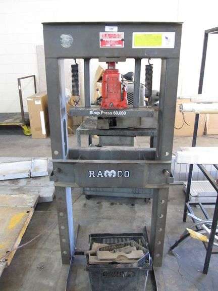 RAMCO 30 TON CAPACITY PRESS W/ CRATE OF ASSORTED RAMCO PRESS PARTS ...