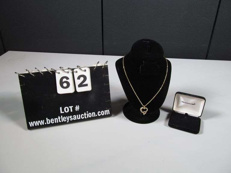 14K GOLD DOUBLE HEART PENDANT NECKLACE W/ CIRCLE & RECTANGULAR CUT ...