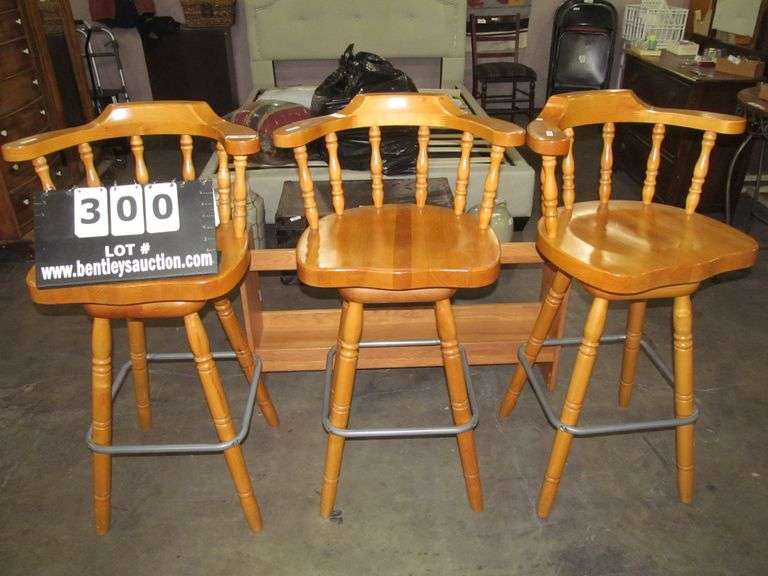 LIGHT STAINED PINE SWIVEL TALL BAR STOOLS (3X MONEY) - Bentley ...