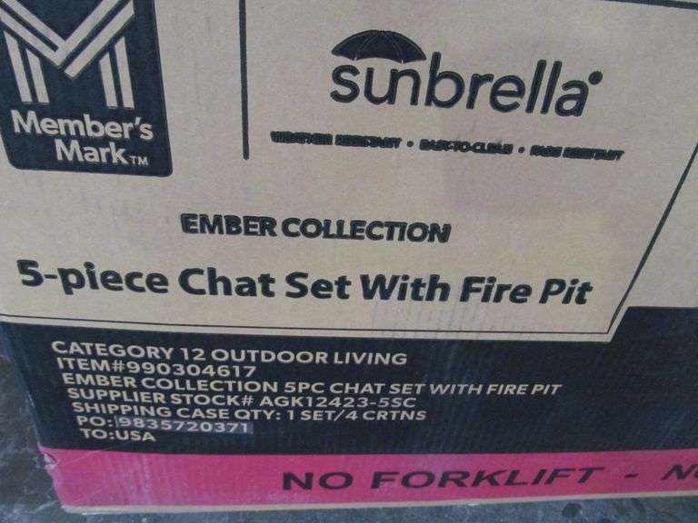 MEMBER'S MARK EMBER COLLECTION 5-PIECE CHAT SET W/ FIRE PIT - Bentley ...
