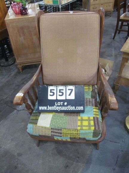 VINTAGE HARD ROCK MAPLE SPINDLE WING BACK ARM SPRING ROCKER - Bentley ...