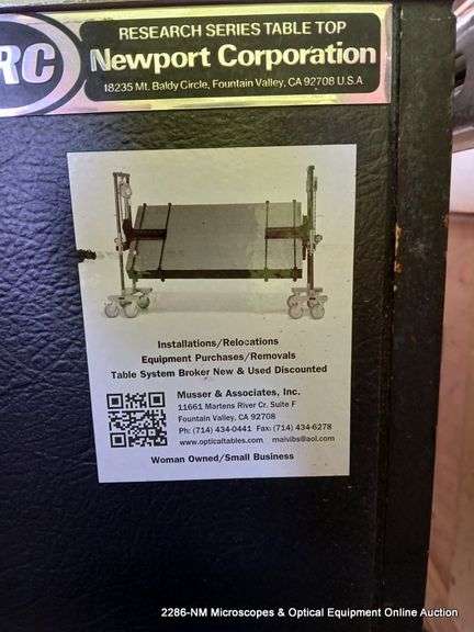 NEWPORT CORP. RESEARCH SERIES TABLE TOP - 36" X 60" X 96" - Bentley ...
