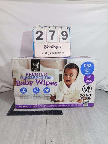 BOX: MEMBERS MARK BABY WIPES PREMIUM FRAGRANCE FREE, 1,152 WIPES ...