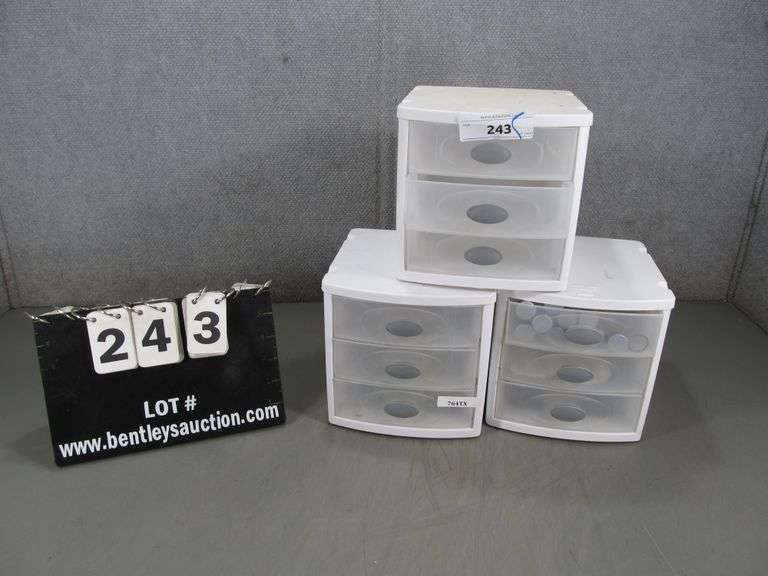 3 PLASTIC 3-DRAWER TOTES - Bentley & Associates, LLC