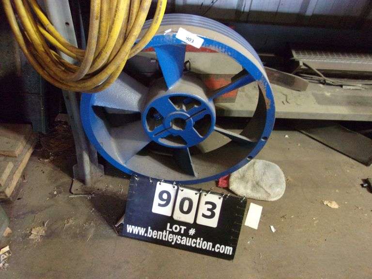 LARGE BLUE IRON COMPRESSOR BELT DRIVE FLY WHEEL - Bentley & Associates, LLC