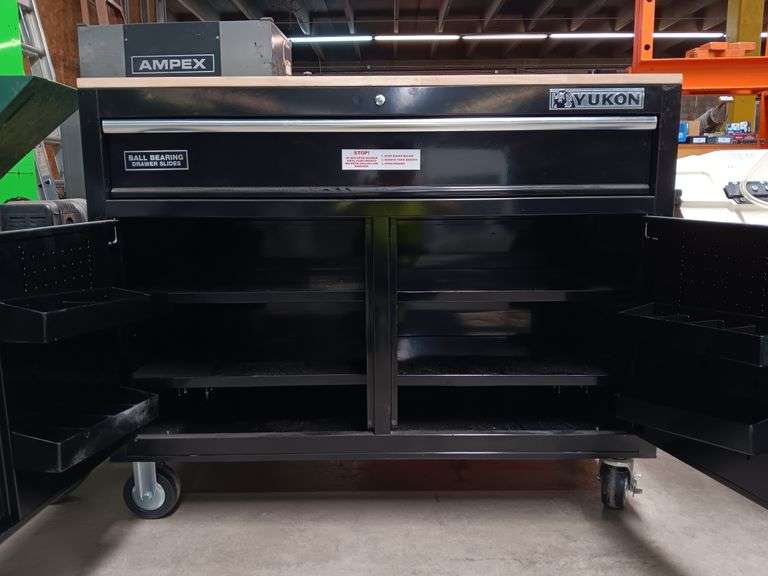 YUKON 64012 46" MOBILE WORKBENCH W/ SOLID WOOD TOP & 1 DRAWER, 2 DOORS ...