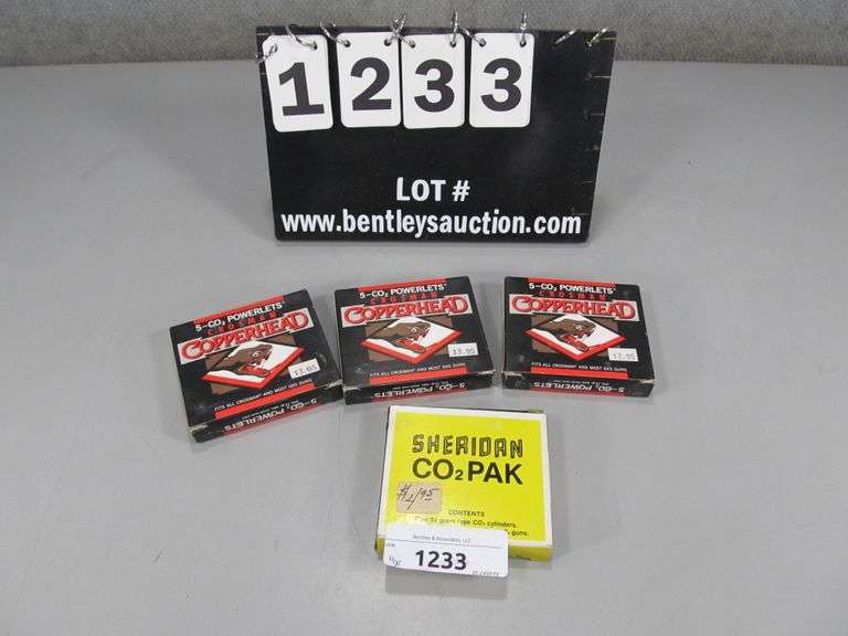 SHERIDAN CO2 PAK 12 GRAM CO2 GUN CARTRIDGES & (3) COPPERHEAD CROSSMAN ...