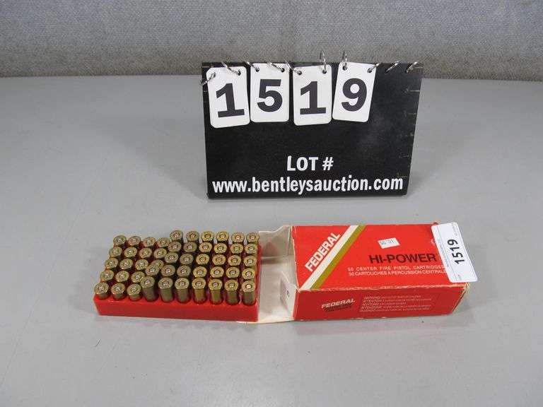 BOX: FEDERAL HI-POWER CENTERFIRE PISTOL CARTRIDGES & CASINGS, .44 CAL ...