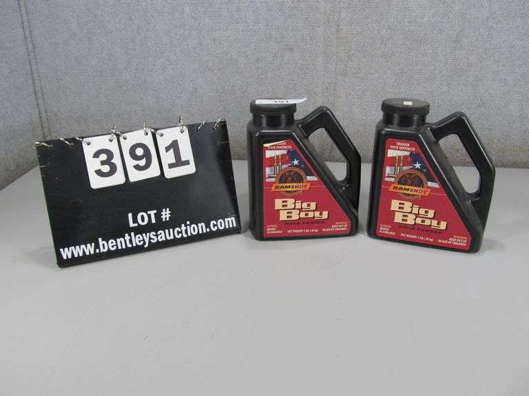 JUGS: RAMSHOT BIG BOY RIFLE POWDER, 1 LB JUGS (BOTH 19 OZ) (2X MONEY ...
