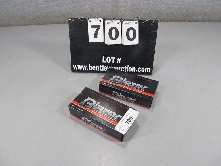 BOXES: BLAZER AMMUNITION, 45 AUTO, 230 GRAIN, FMJ, 3570 BULLETS, 50 CENTERFIRE CARTRIDGES (2X ...