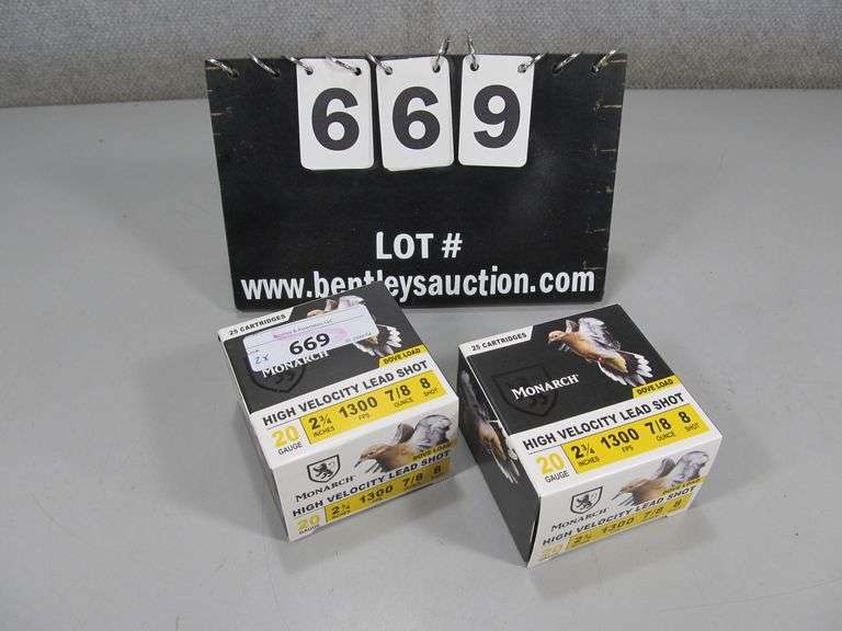 BOXES: MONARCH DOVE LOAD HIGH VELOCITY LEAD SHOT, 20 GAUGE SHOTGUN ...