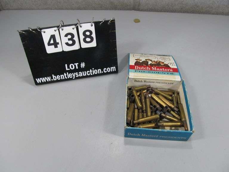 CIGAR BOX: ASSORTED CASINGS - .43 CAL., .38 SPECIAL, .55 CAL., BULLET ...