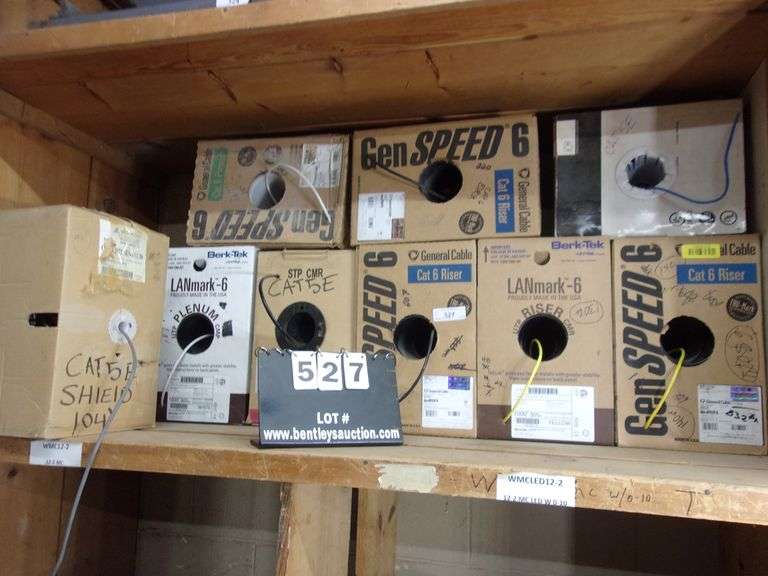 LOT: (9) BOXES - CAT 5E, CAT 6 PLENUM, CAT 6 RISER - UNKNOWN AMOUNTS ...