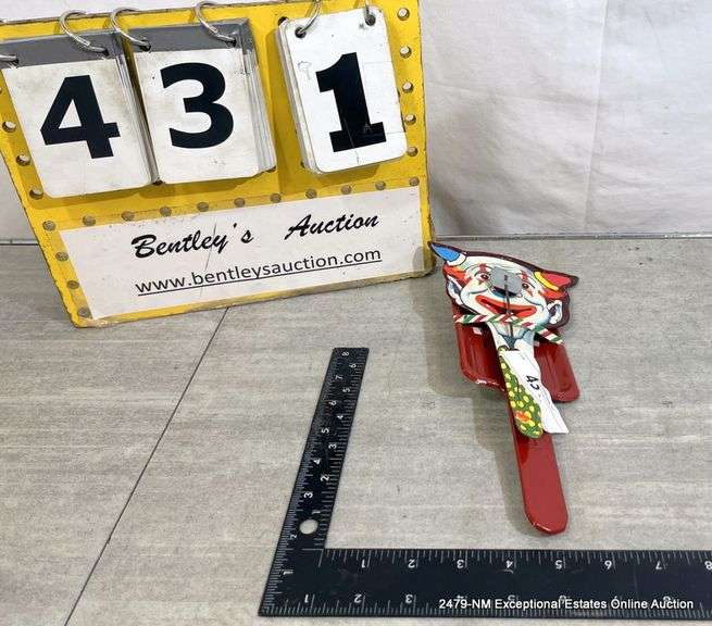 VINTAGE U.S. TOY METAL DEVIL CLOWN CLAPPER - Bentley & Associates, LLC