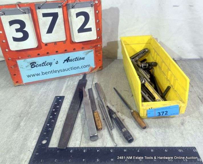 PLASTIC BIN: ALLEN KEY WRENCHES, PUNCHERS, CHISELS, WRENCHES (CONTENTS ...