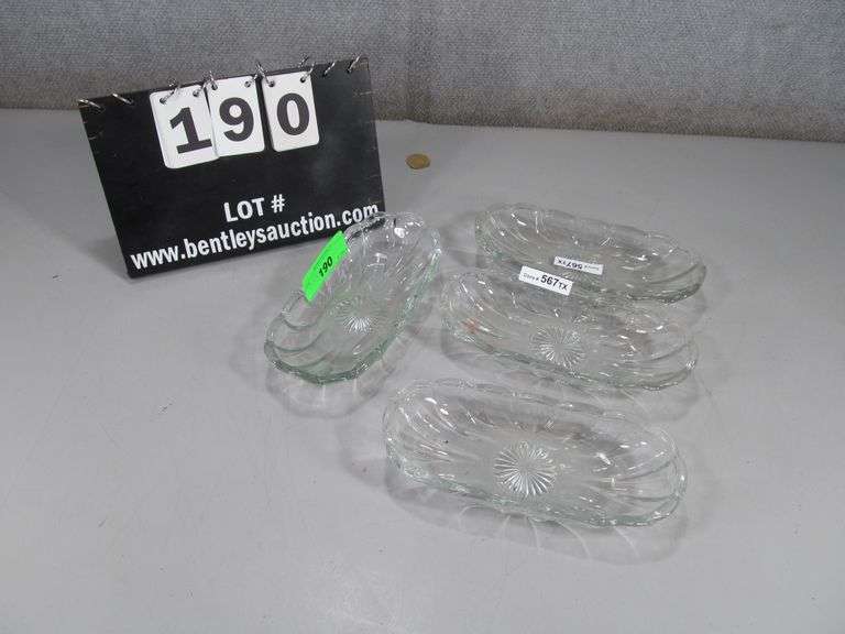 LOT: (4) PRESSED GLASS OVAL SERVING DISHES - Bentley & Associates, LLC