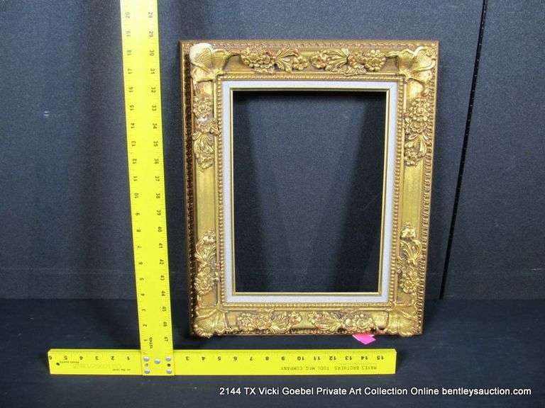 GOLD PAINTED VICTORIAN STYLED FLORAL ORNATE WOOD FRAME W/ WHITE ...