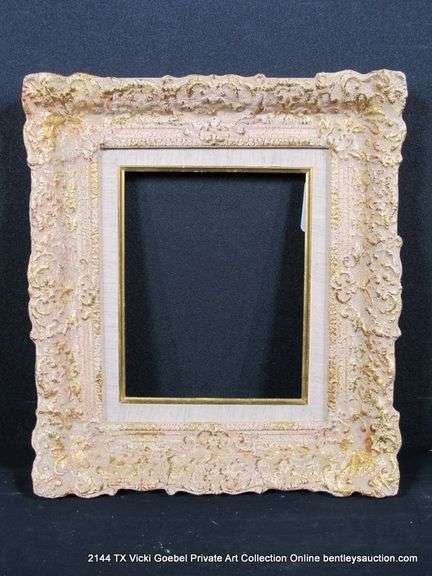 SMALL LIGHT YELLOW GOLD VICTORIAN STYLED ORNATE WOOD FRAME W/ FLORAL ...