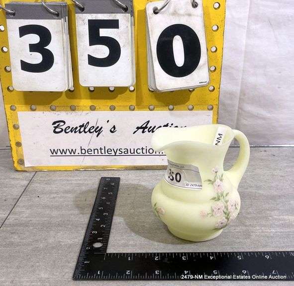 FENTON HAND PAINTED SMALL CUSTARD PITCHER UV GLOWS ARTIST PATSY HESSON ...