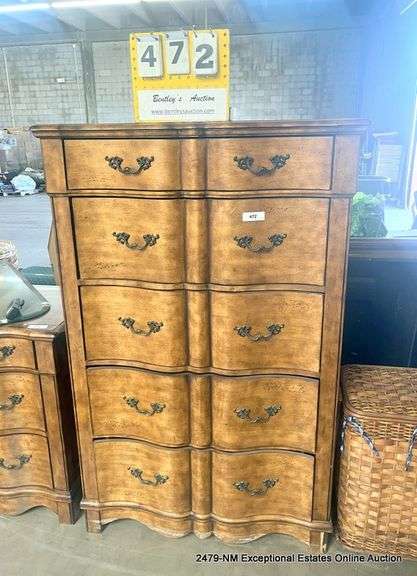 RUSTIC SERPENTINE FRONT 5-DRAWER BIRCH CHEST - Bentley & Associates, LLC