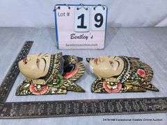 HAND CARVED RAMA & SITA MASKS WALL HANGINGS - Bentley & Associates, LLC