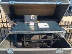 CASTERED SHIPPING CONTAINER W/ IDEUM PRESENTER MONITOR & CASTERED STAND ...