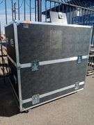 CASTERED SHIPPING CONTAINER W/ IDEUM PRESENTER MONITOR & CASTERED STAND ...