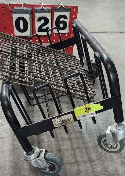 LOT: WIRE GRATES, WIRE CASTER CART - MISSING CASTER - Bentley ...