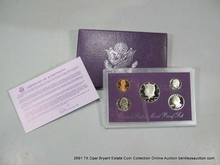 1990-S 5-COIN UNITED STATES MINT PROOF SET/DISPLAY - Bentley ...