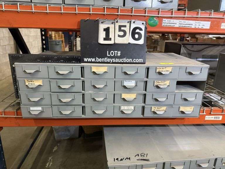 24-DRAWER BOLT BIN, 17"L X 34"W X 10" - MISSING DRAWER - 23 DRAWERS ...