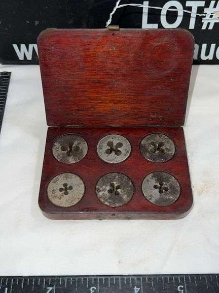 6-PIECE DIE SET IN A DECORATIVE WOODEN BOX - Bentley & Associates, LLC