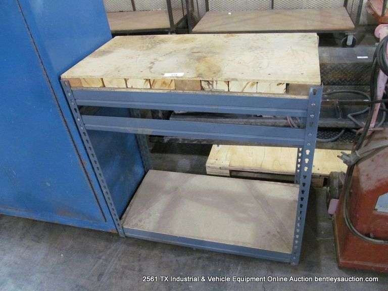 WOODEN WORK TABLE TOP SHELVING UNIT, 36" X 18" X 37" - Bentley ...