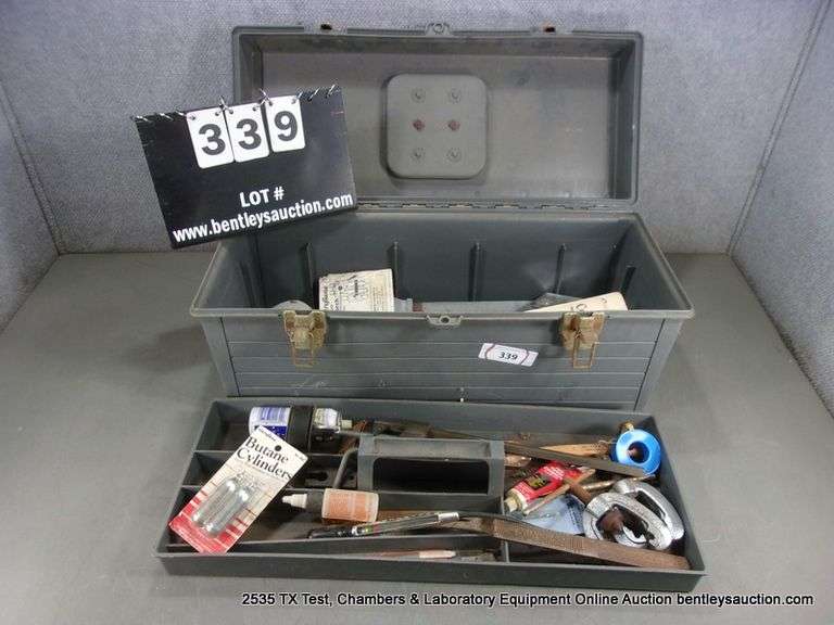 SMALL POLY TOOLBOX: ASSORTED PIPE FITTINGS, TOOLS, CLAMPS - Bentley ...