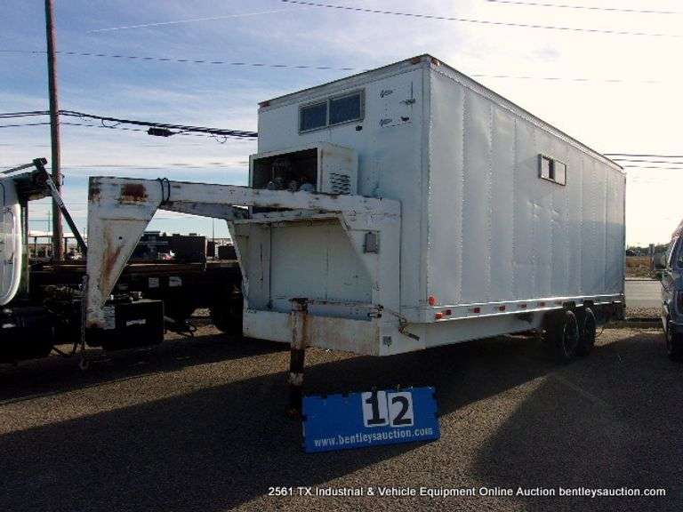 1985 HOMEMADE GOOSENECK TRAILER, TANDEM AXLES, 22' ENCLOSED VAN BOX ...