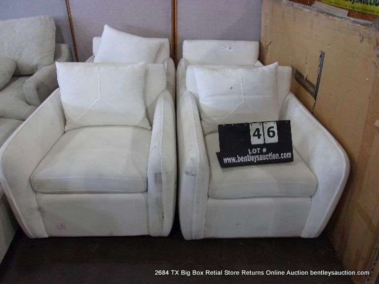 LOT: 4 WHITE CUSHION CHAIRS - POSSIBLE DAMAGE - Bentley & Associates, LLC