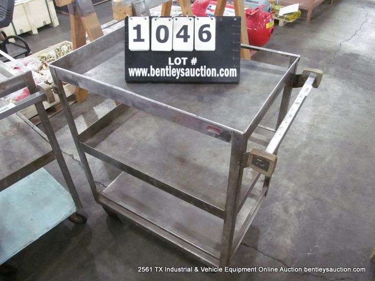 LAKESIDE MFG STAINLESS STEEL 3 LEVEL PUSH CART, 18" X 30" X 34 ...