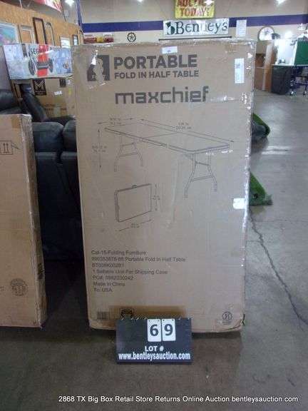 MAXCHIEF PORTABLE FOLD IN HALF TABLE, 8' - Bentley & Associates, LLC