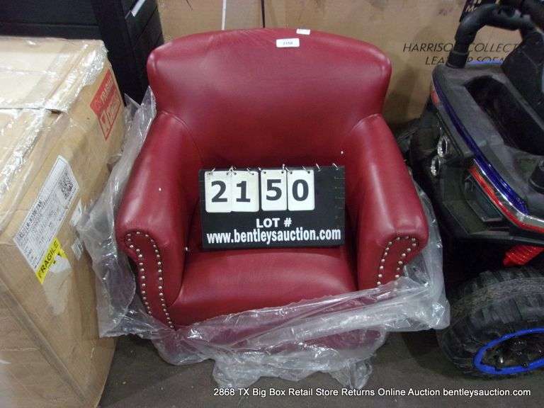 HALLIE CLUB TOP GRAIN LEATHER CHAIR, RED, MISSING LEGS - Bentley ...