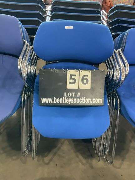 AMERICAN SEATING BLUE FABRIC ACTON STACKER GUEST SEATING (5X MONEY ...