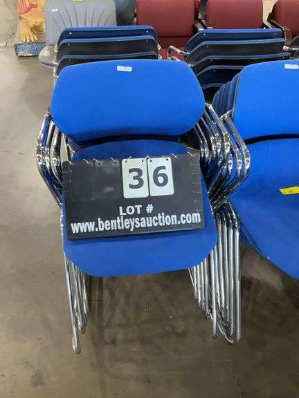 AMERICAN SEATING BLUE FABRIC ACTON STACKER GUEST SEATING (5X MONEY ...