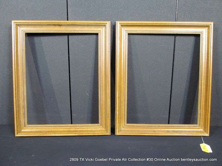 2 STAINED WOODEN FRAMES - 2 X MONEY BOTH FRAMES: 19 X 23 - Bentley ...