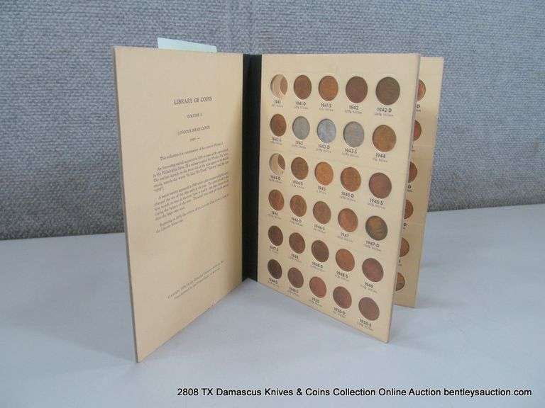 LIBRARY OF COINS BOOK-LINCOLN HEAD CENTS, 1941-1961, 58 COINS TOTAL ...